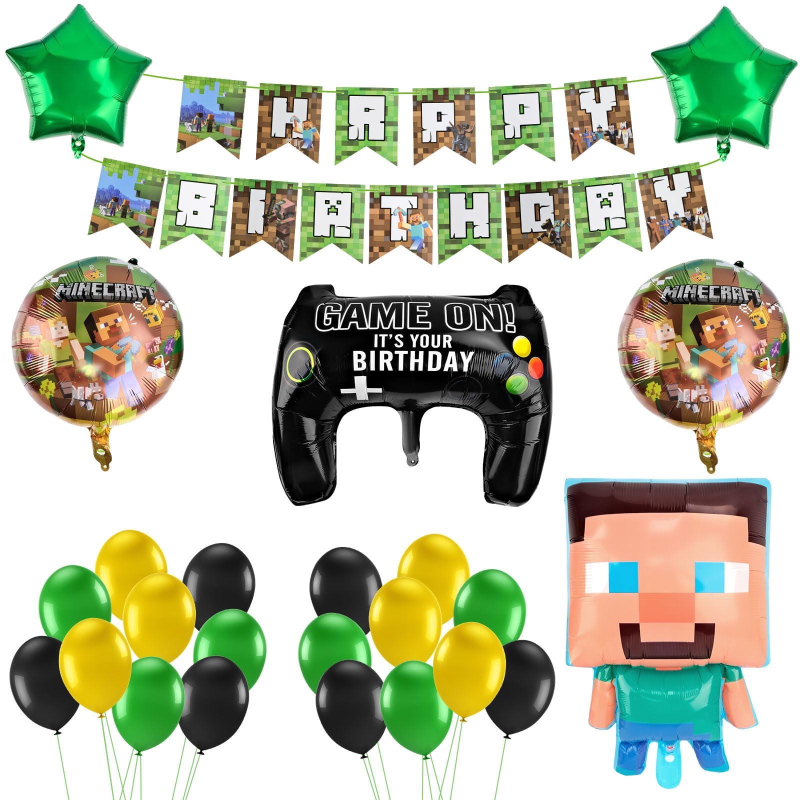 Aila 25pcs Minecraft Birthday Party Decorations Minecraft Balloons ...