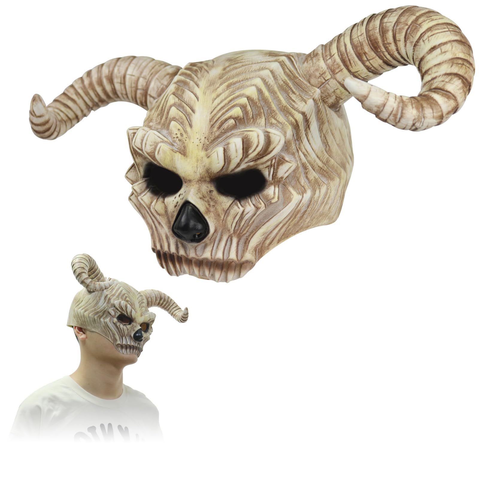 Amazon.com: Pigmiss Demon Skull Mask Scary Skeleton Goat Head Mask ...