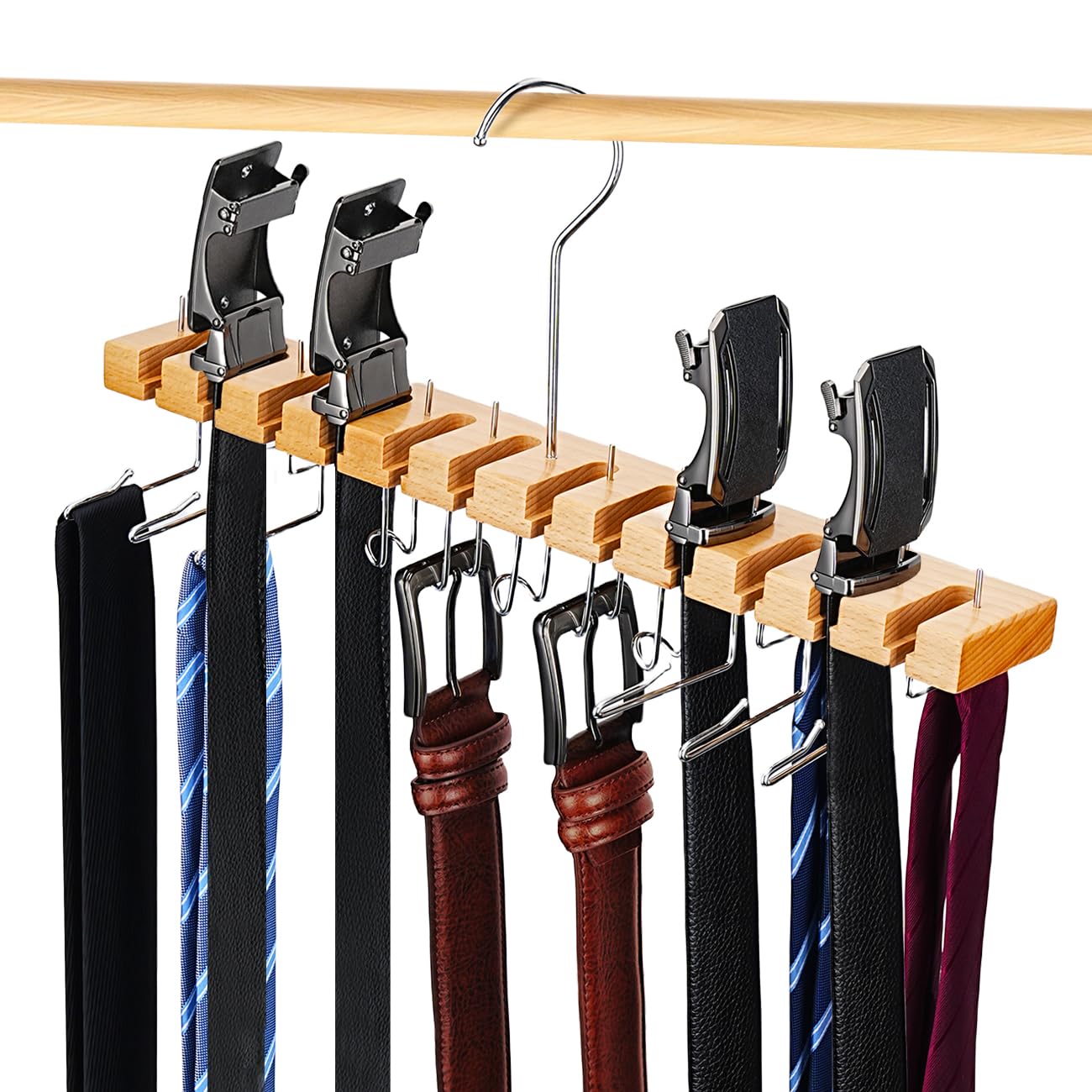 Amazon.com: Wooden Belt Hanger for Closet Wall Mount Belt Organizer ...