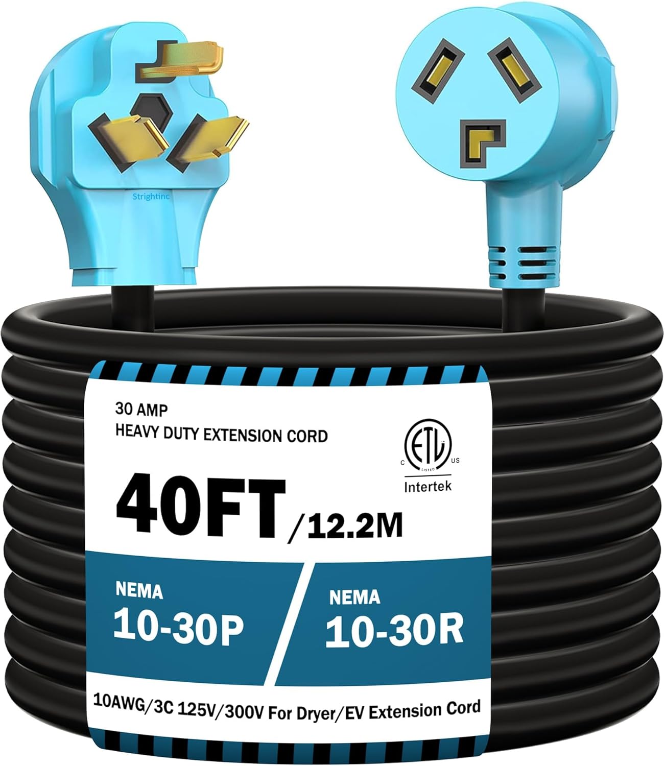 Amazon.com: Strightinc 40FT 3 Prong Dryer 30A 10-30P to 10-30R / EV ...
