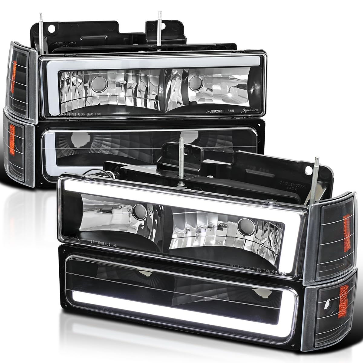 Amazon.com: Spec-D Tuning Black LED Tube Headlights + Bumper Parking ...