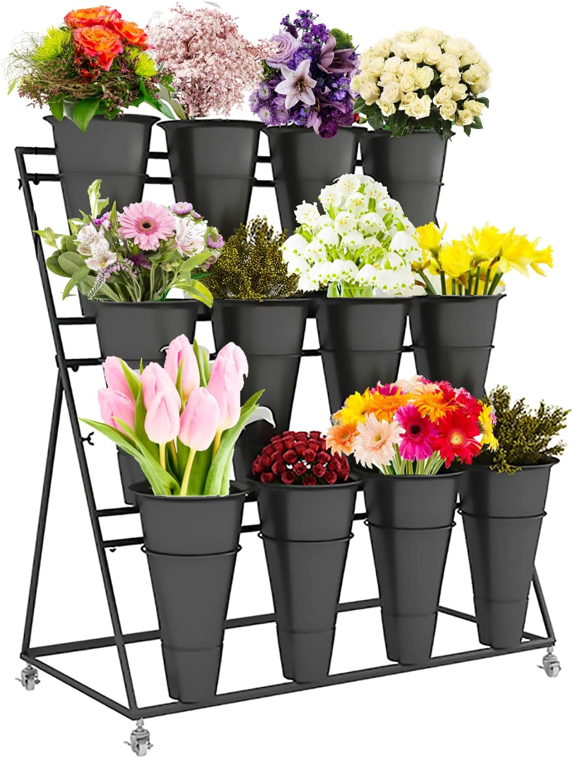 Amazon.com: Zhongma Flower Display Stand with 16pcs Plastic Buckets for ...