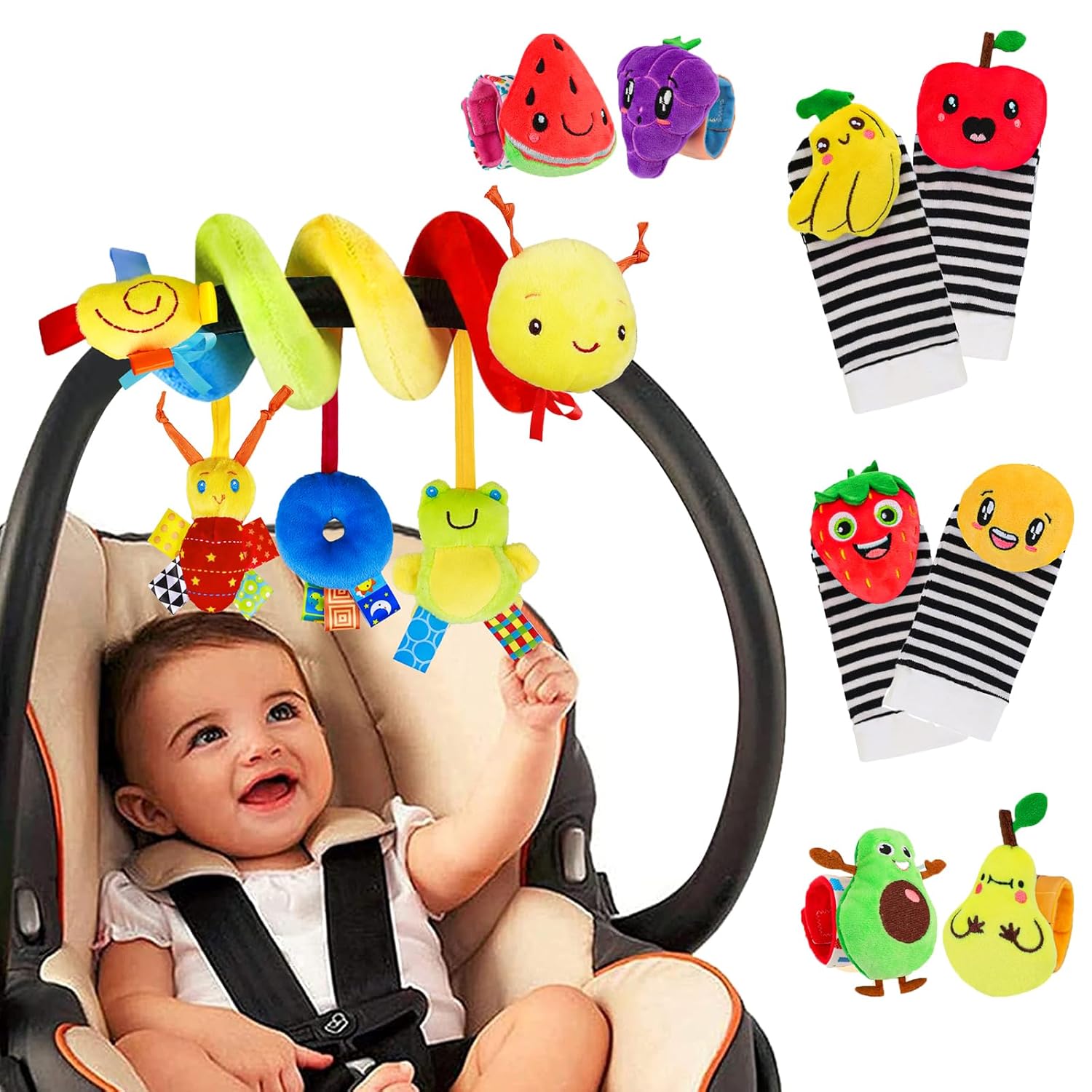 Amazon.com: FPVERA Baby Crib Hanging Rattles Toys & 8PCS Baby Wrist ...