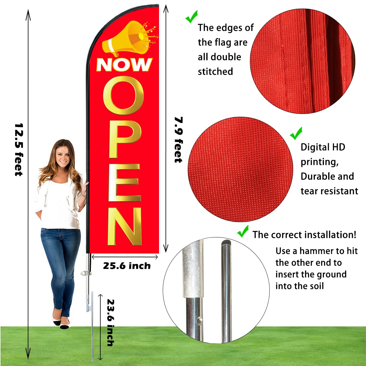 Snapklik.com : Now Open Swooper Flag Pole Kit For Businesses,12 Feet ...