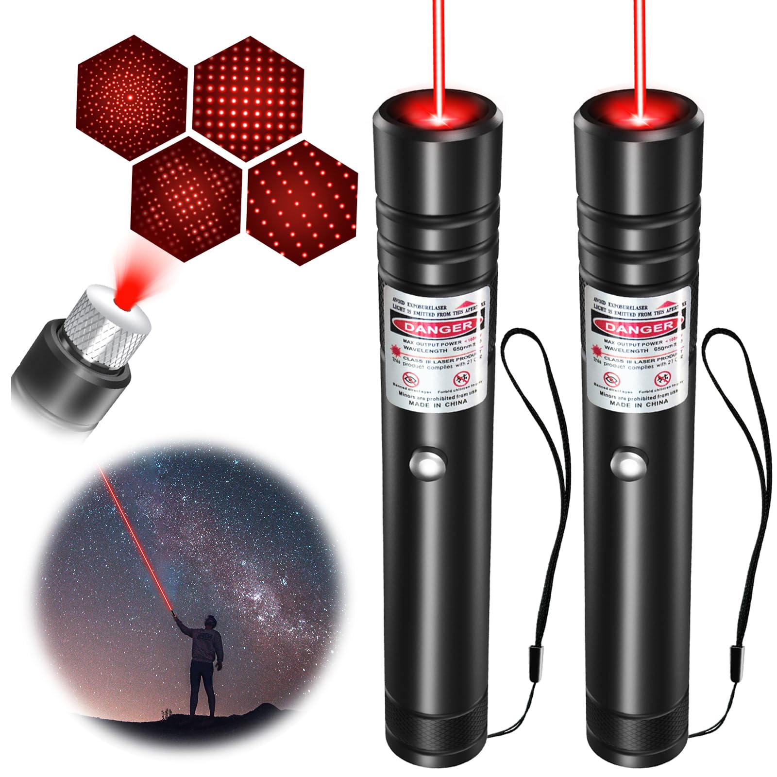 Snapklik.com : 2 Pack Rechargeable Red Laser Pointer High Power Laser ...