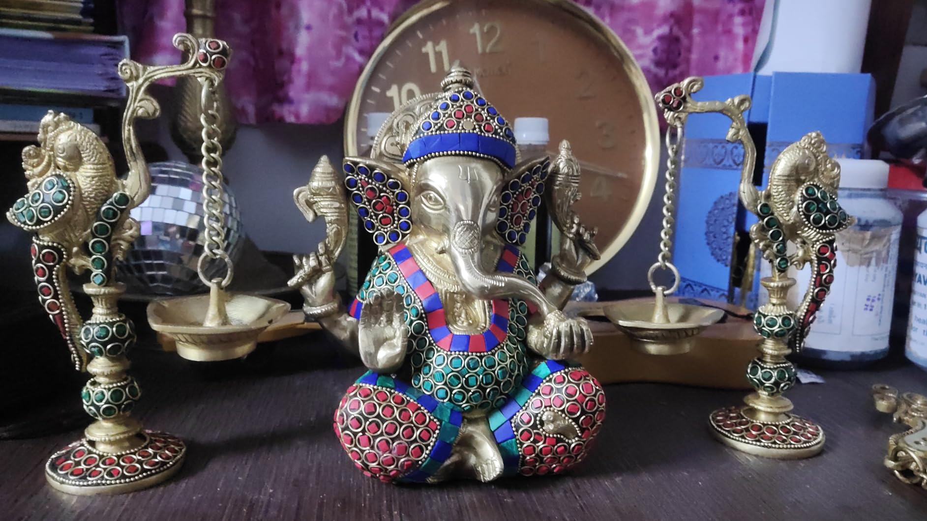 Buy ARTSIKIA Brass Chain Diya Pair with Parrot Design / Bird Parrot ...