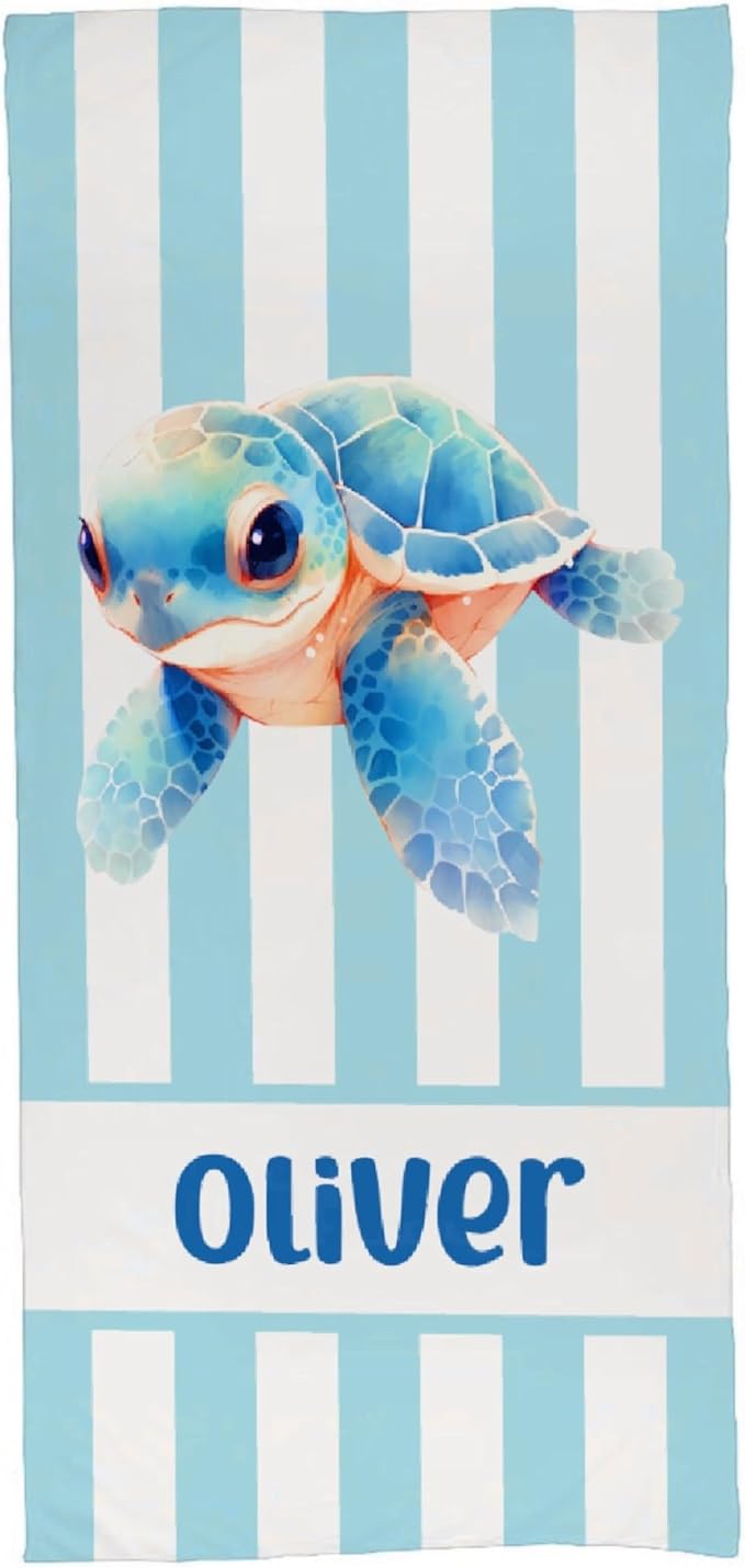 Amazon.com: Personalized Turtle Beach Towel for Kids Adults - Custom ...