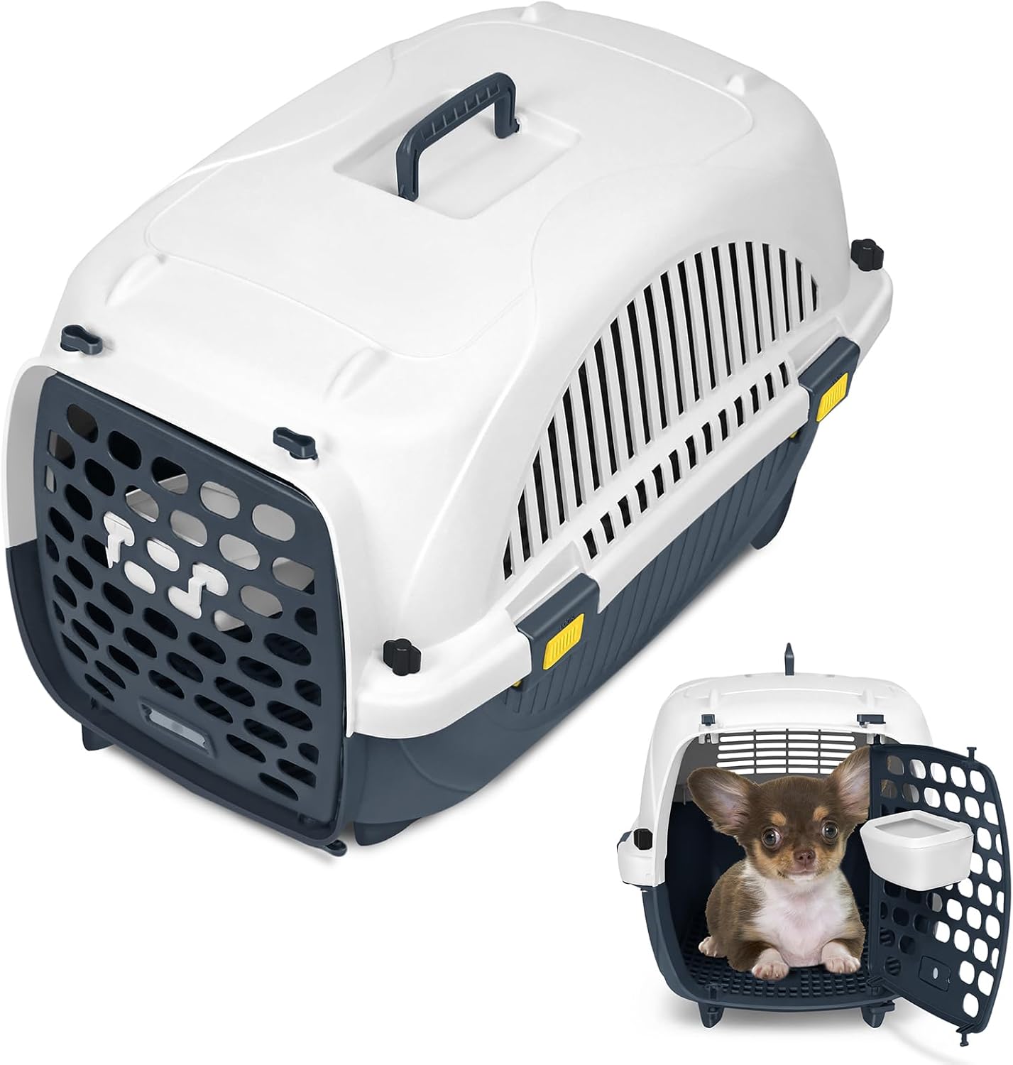 Aufun Plastic Pet Carrier for Small Dogs and Cats, 61 x 37 x 37 cm, Pet ...