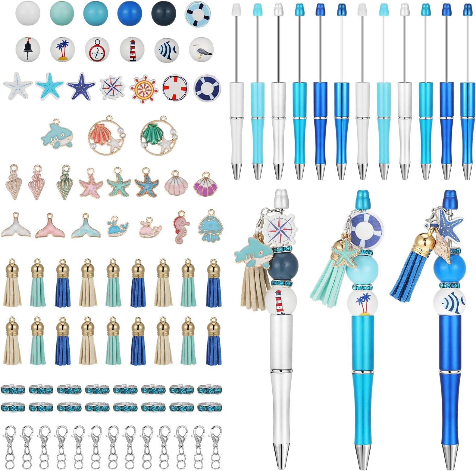 Amazon.com : Seajan 18 Sets Bule Beadable Pens Bulk Summer Ocean Sea ...