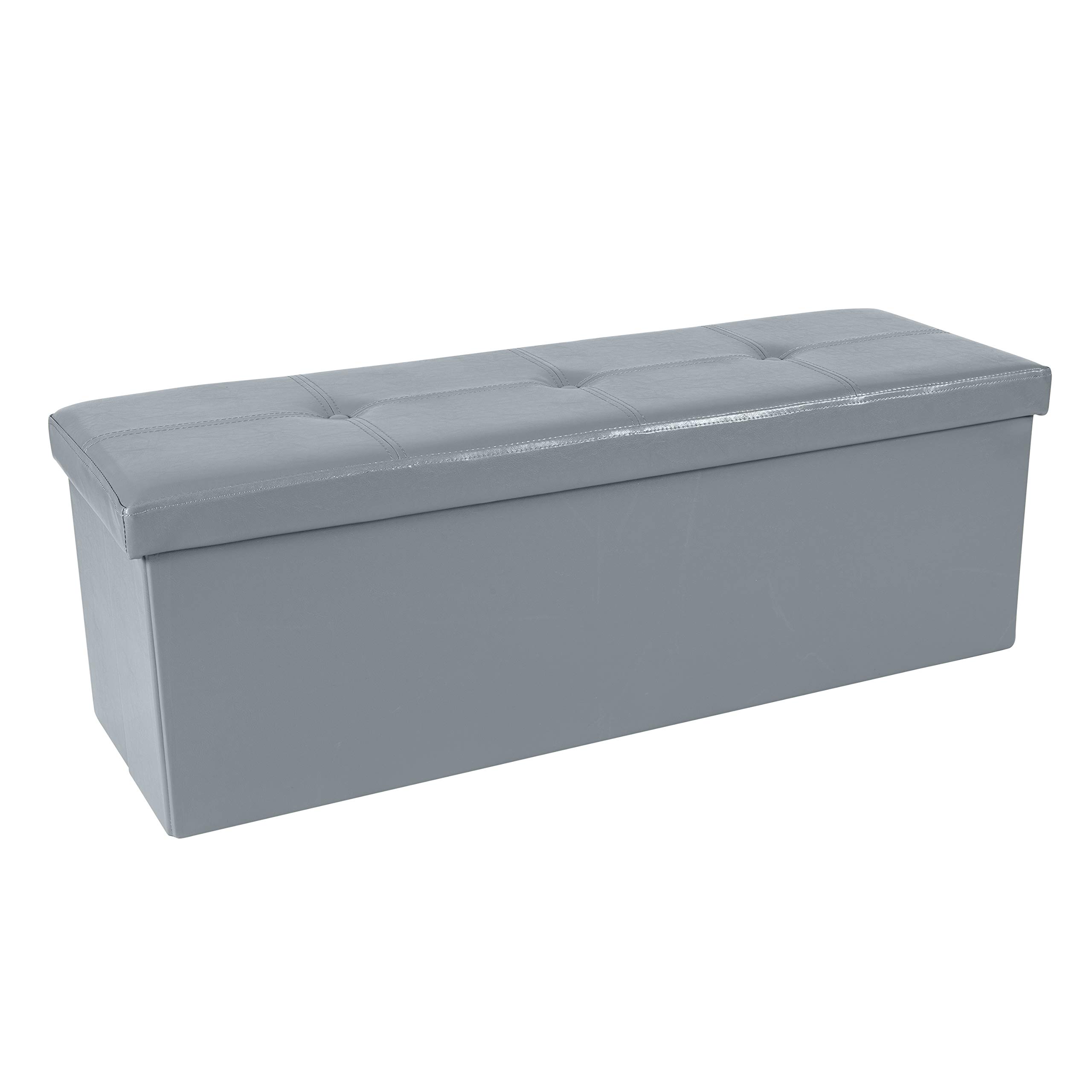 Snapklik.com : Faux Leather Folding Storage Ottoman Triple Collapsible ...