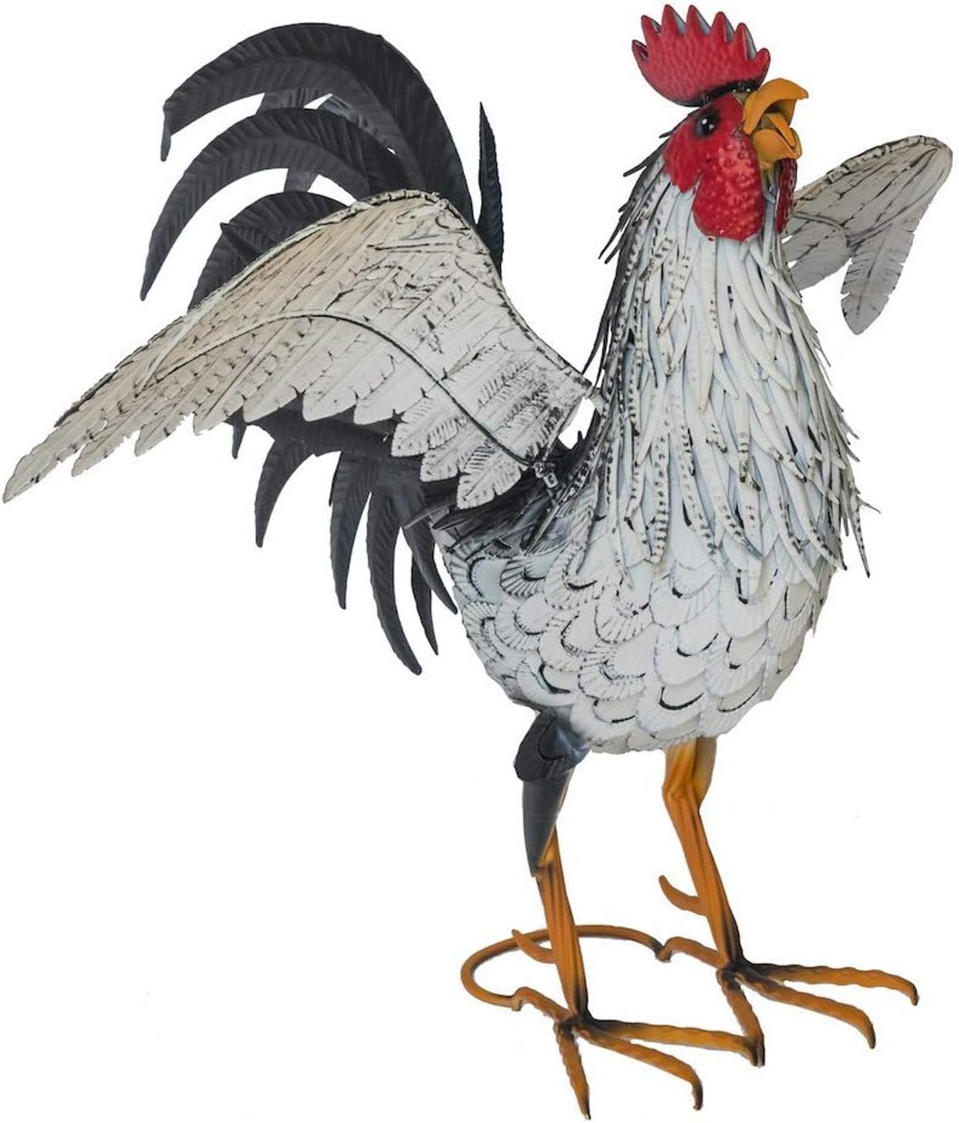 Fountasia Animal Kingdom Black & White Cockerel with Wings Outstretched ...