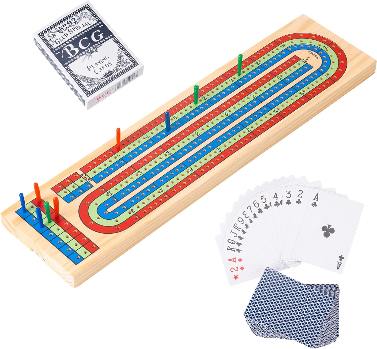 Amazon.com: Cribbage Board Game Set - Complete Cribbage Kit for 2-4 ...