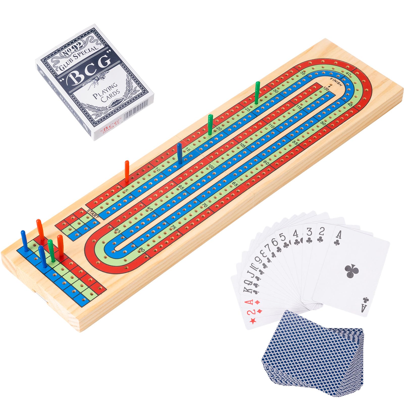 Amazon.com: Cribbage Board Game Set - Complete Cribbage Kit for 2-4 ...