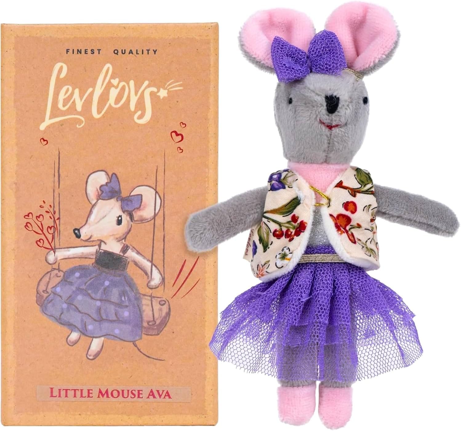 Amazon.com: LEVLOVS Birthday Mouse Stuffed Animal｜Linen Mouse Toy｜Mouse ...