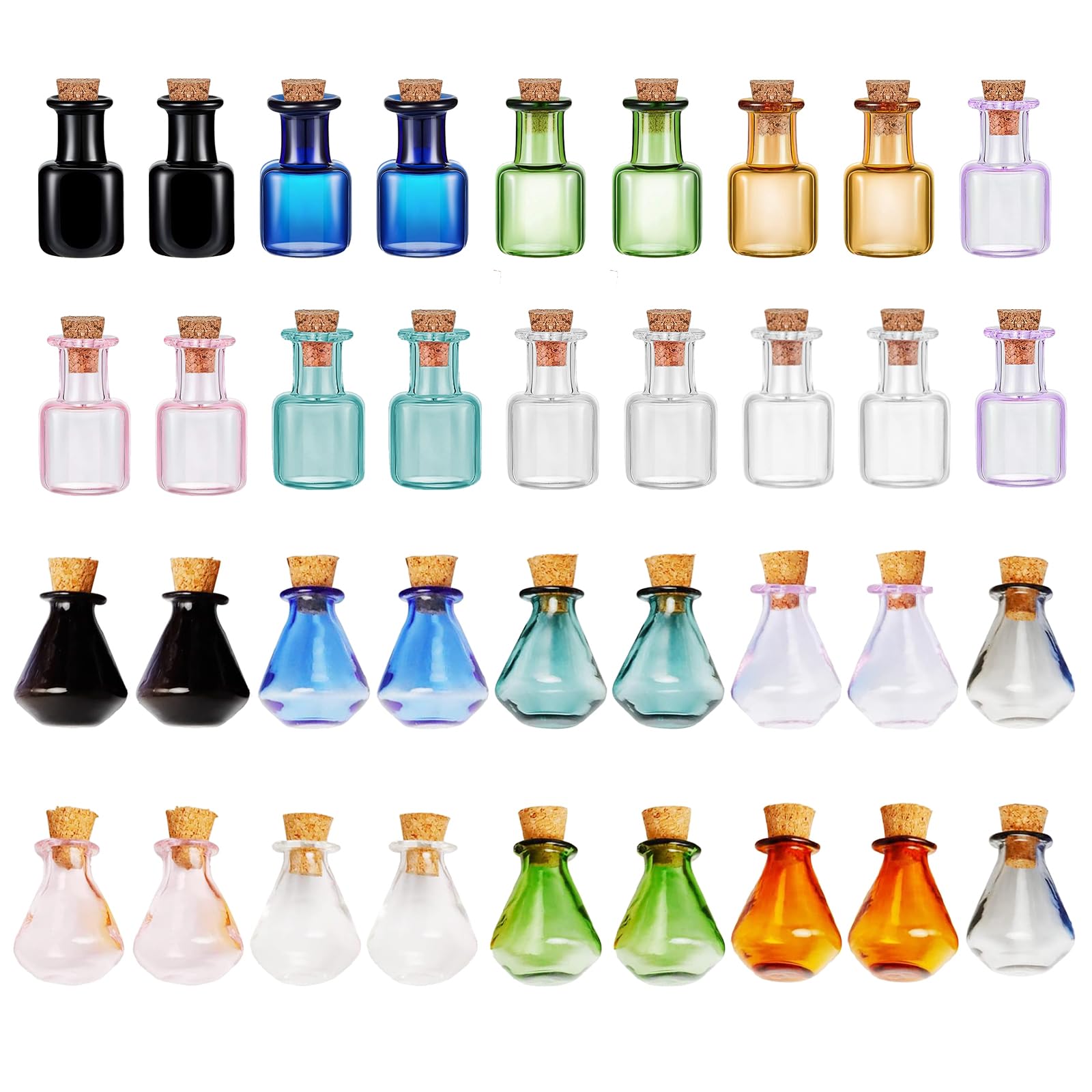 Amazon.com: dcvbny Mini Glass Bottles with Cork Stopper,Colorful Tiny ...