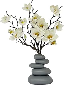 Amazon.com: Florik Artificial White Magnolia Branch with Vase Stems ...