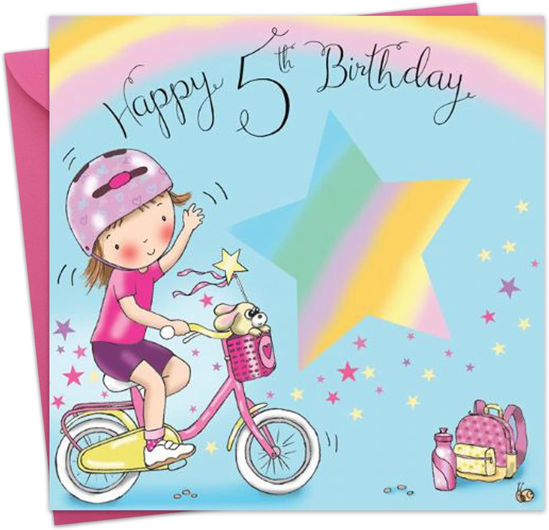 Twizler 5th Birthday Card for Girl with Bicycle - Girls Age 5 Year Old ...