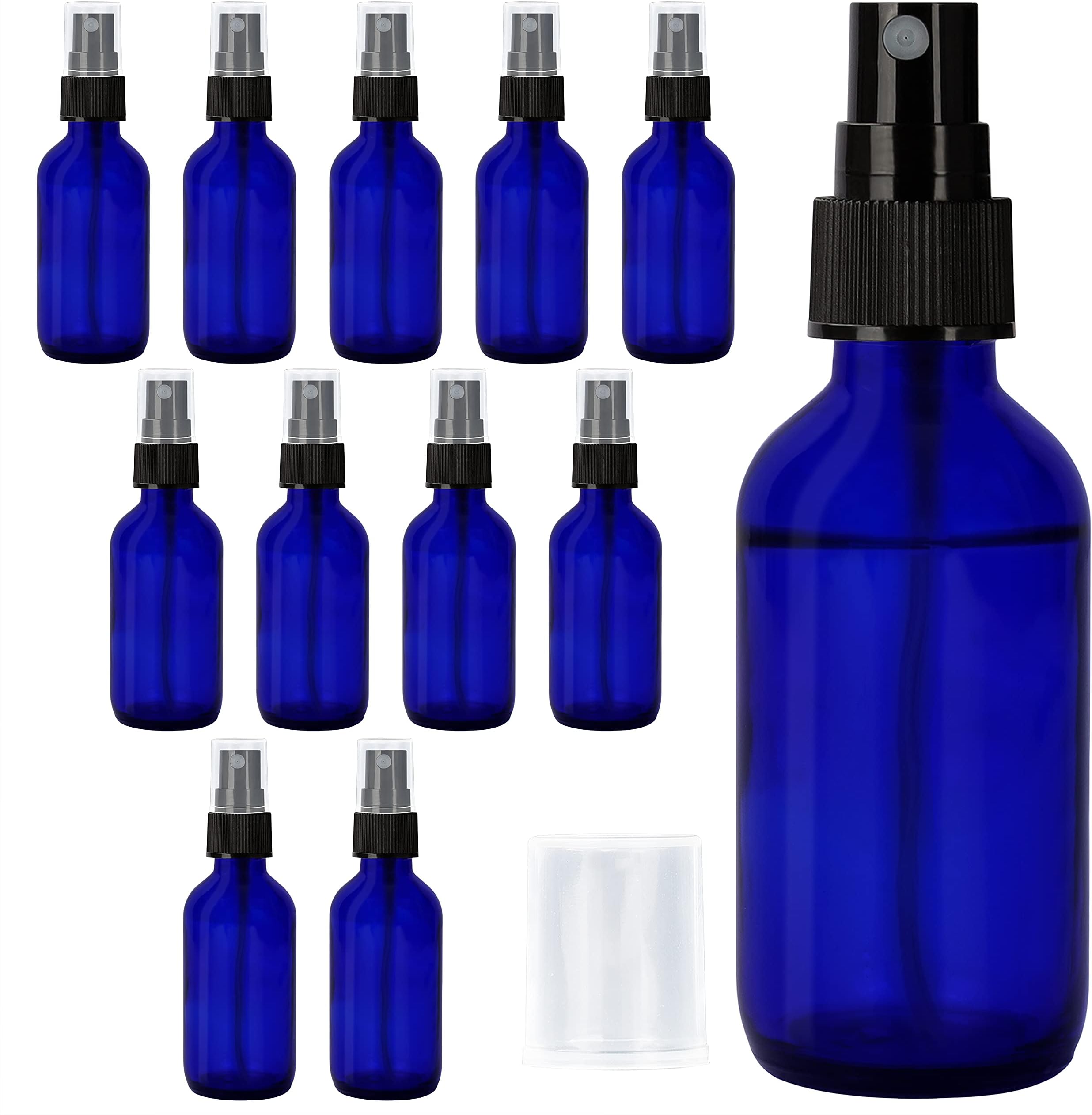 BELLE VOUS 12 Pack Glass Blue Spray Bottles - 60ml / 20oz - Empty Fine ...