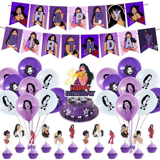 Selena Party Decorations Set, Singer Theme Birthday Supplies for Girls ...