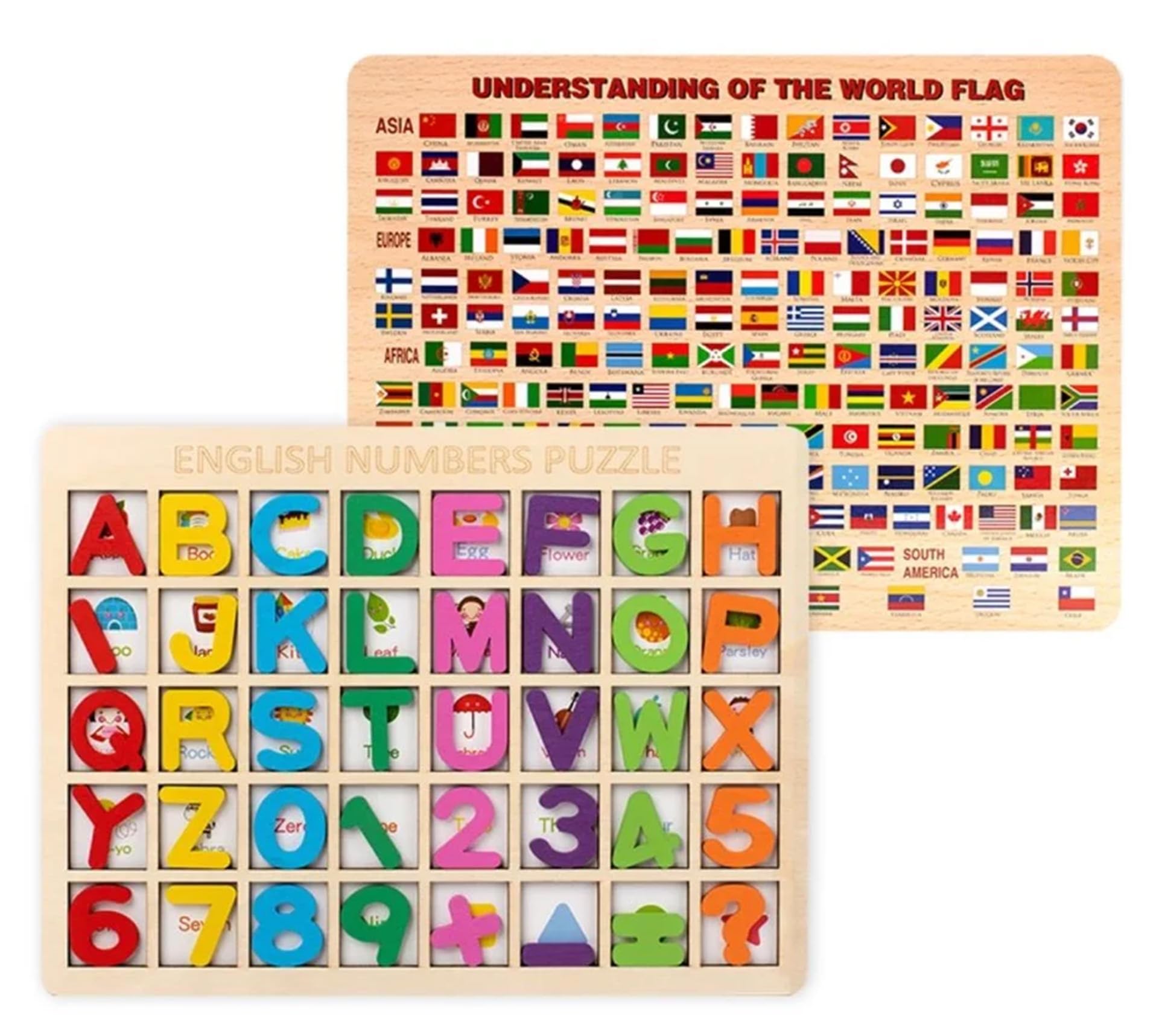 Alphabet with Flag Tray -Wooden Alphabets Flags Board, World maps ...