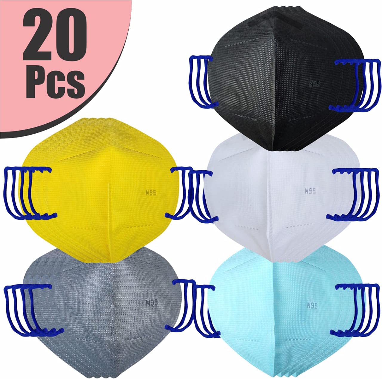 Cotton Reusable 5 Layered Face Mask (Multy Colour, Without Valve, Pack ...