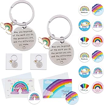 Rainbow Keyrings, 2PCS Inspirational Key Rings, 2PCS Rainbow Thank You ...