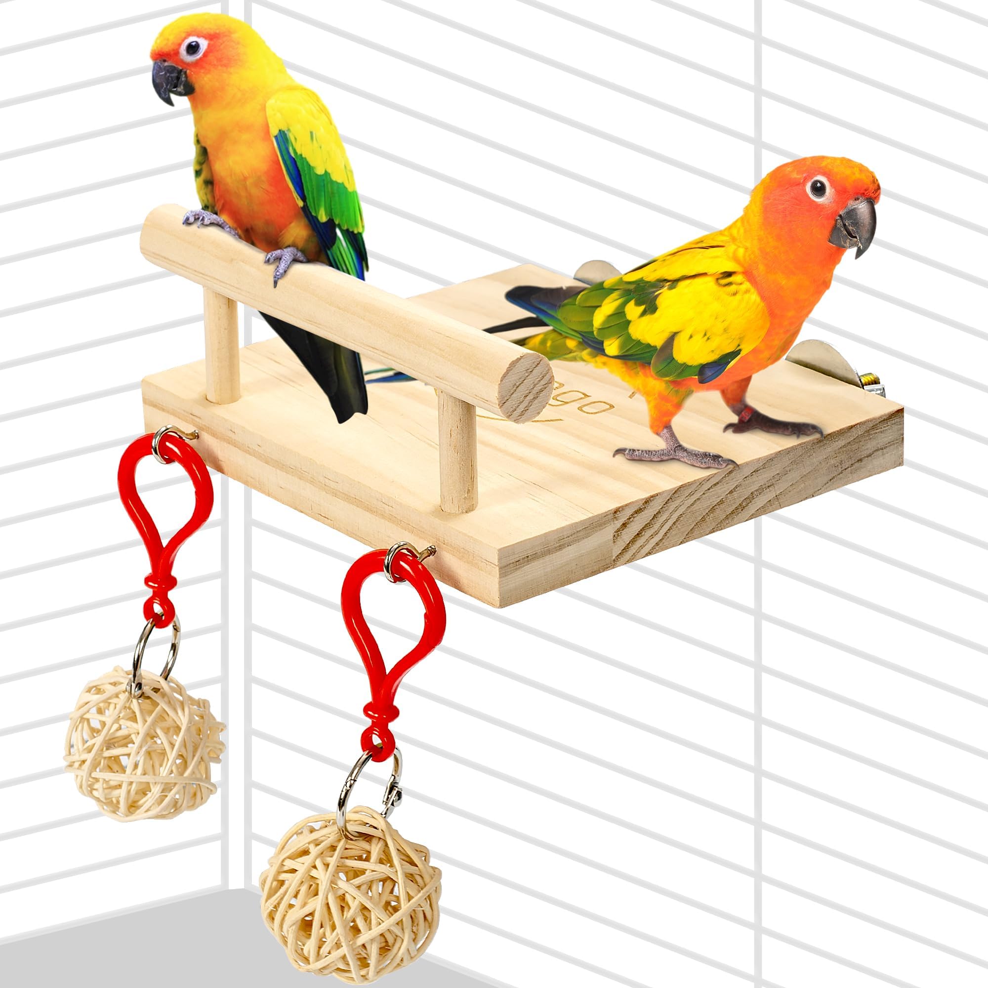 Amazon.com : PETOGO's Small Wooden Bird Perch Platform Stand with ...