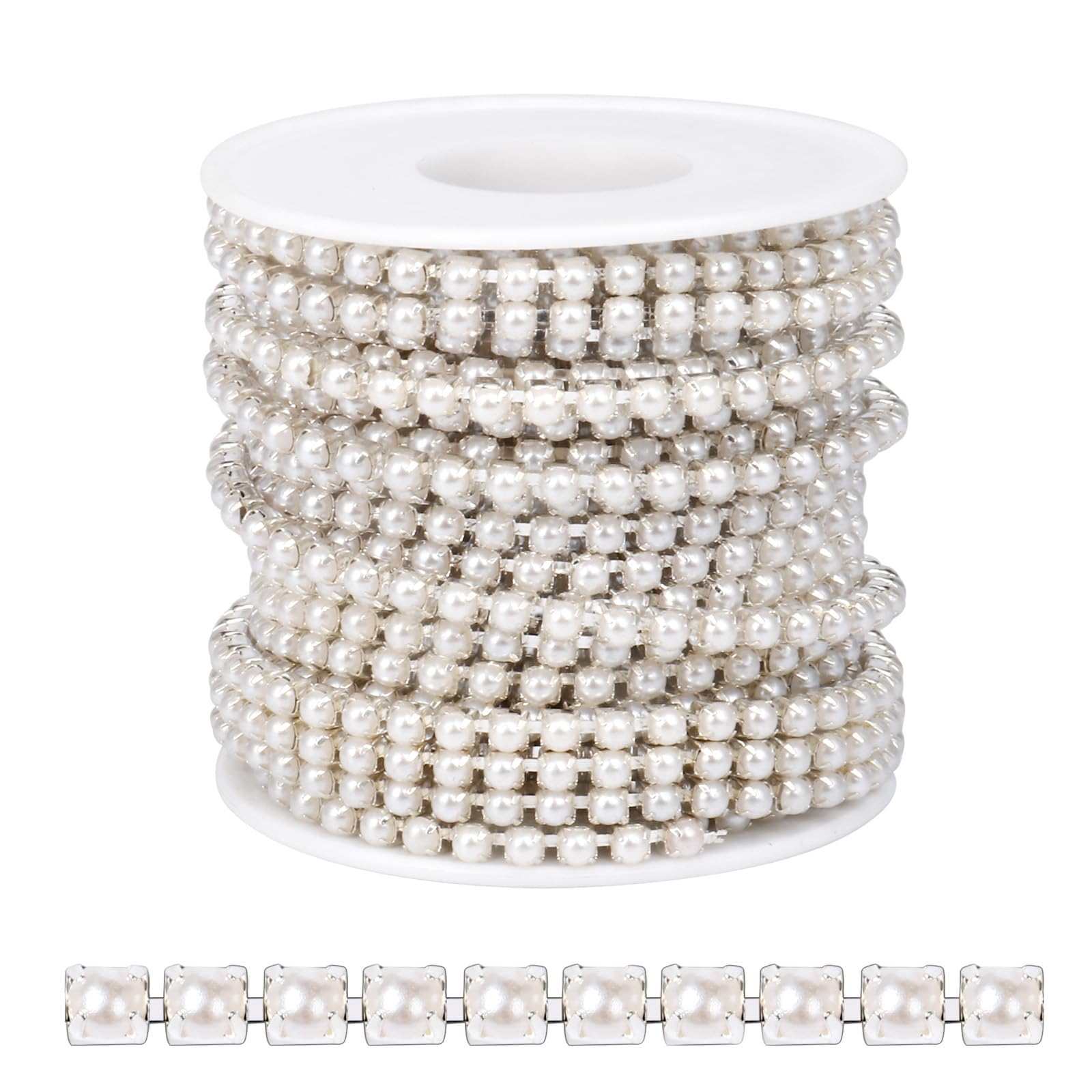 Amazon.com: 10 Yards Silver Pearl Trim Chain for Craft, 4MM Pearl ...