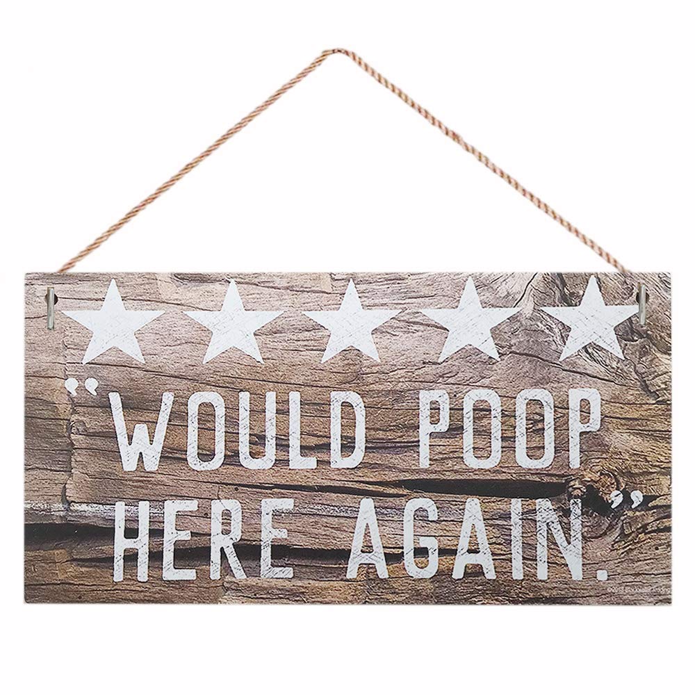 Amazon.com : Wood Poop Here Again Wood Sign Plaque Hanging Wall Art ...