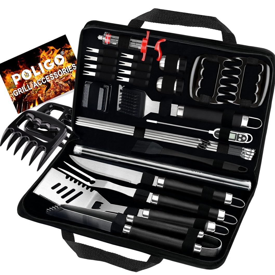 Amazon.com : POLIGO 28PC Exclusive BBQ Grill Accessories in Carrying ...