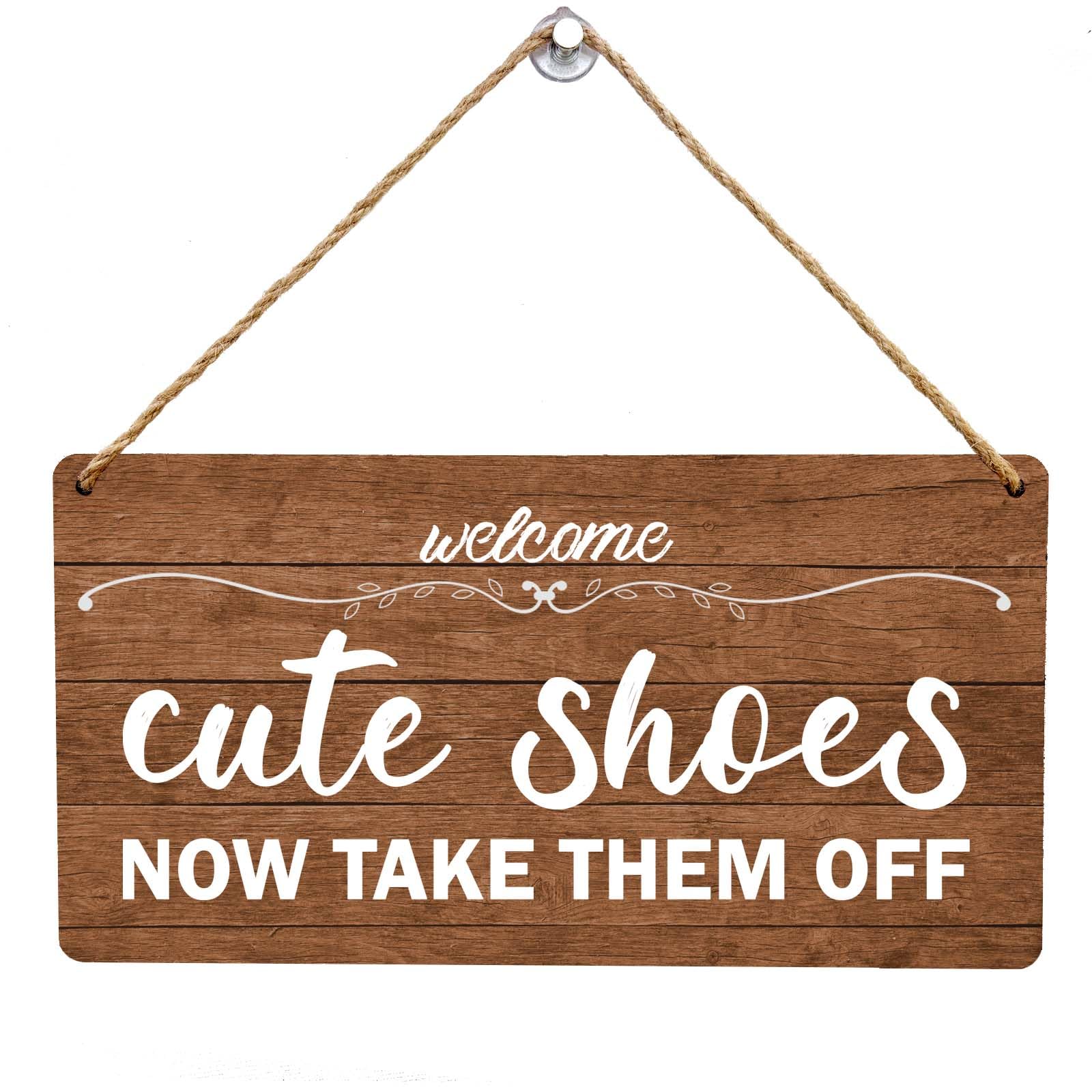 Amazon.com: Please Take Your Shoes Off Sign, Wooden Printed No Shoes ...