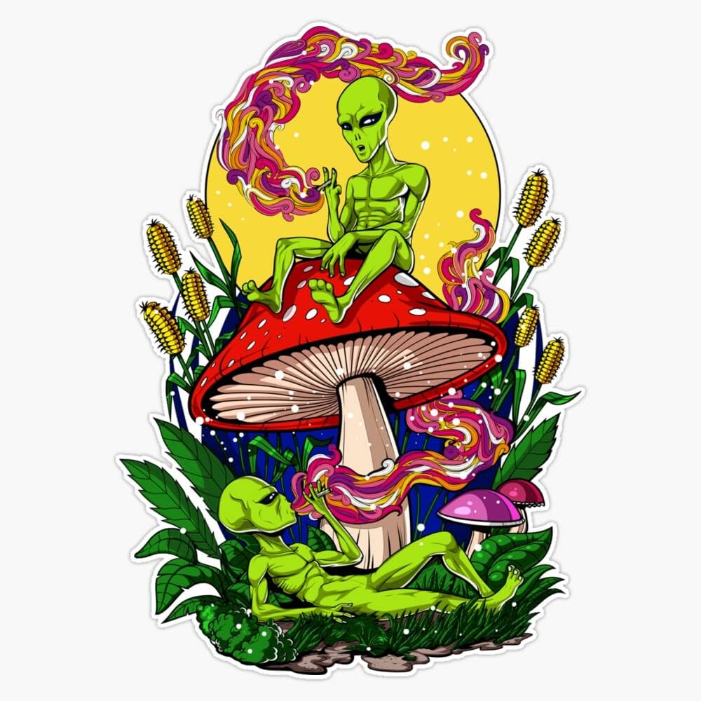 Amazon.com - Magic Mushrooms Aliens Bumper Sticker Vinyl Decal 5"