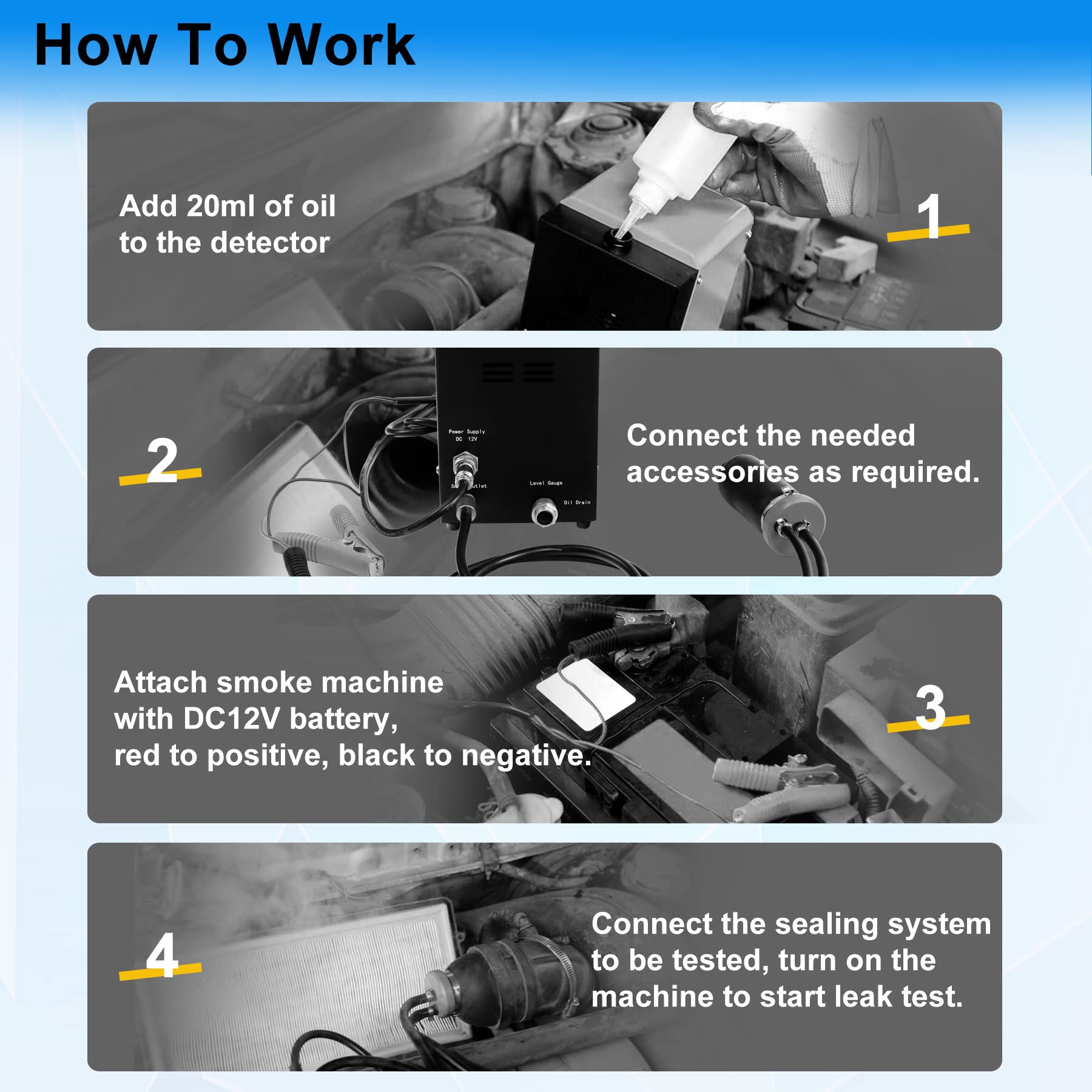 12V Automotive EVAP Smoke Machine Leak Tester Set, Auto Car Fuel ...