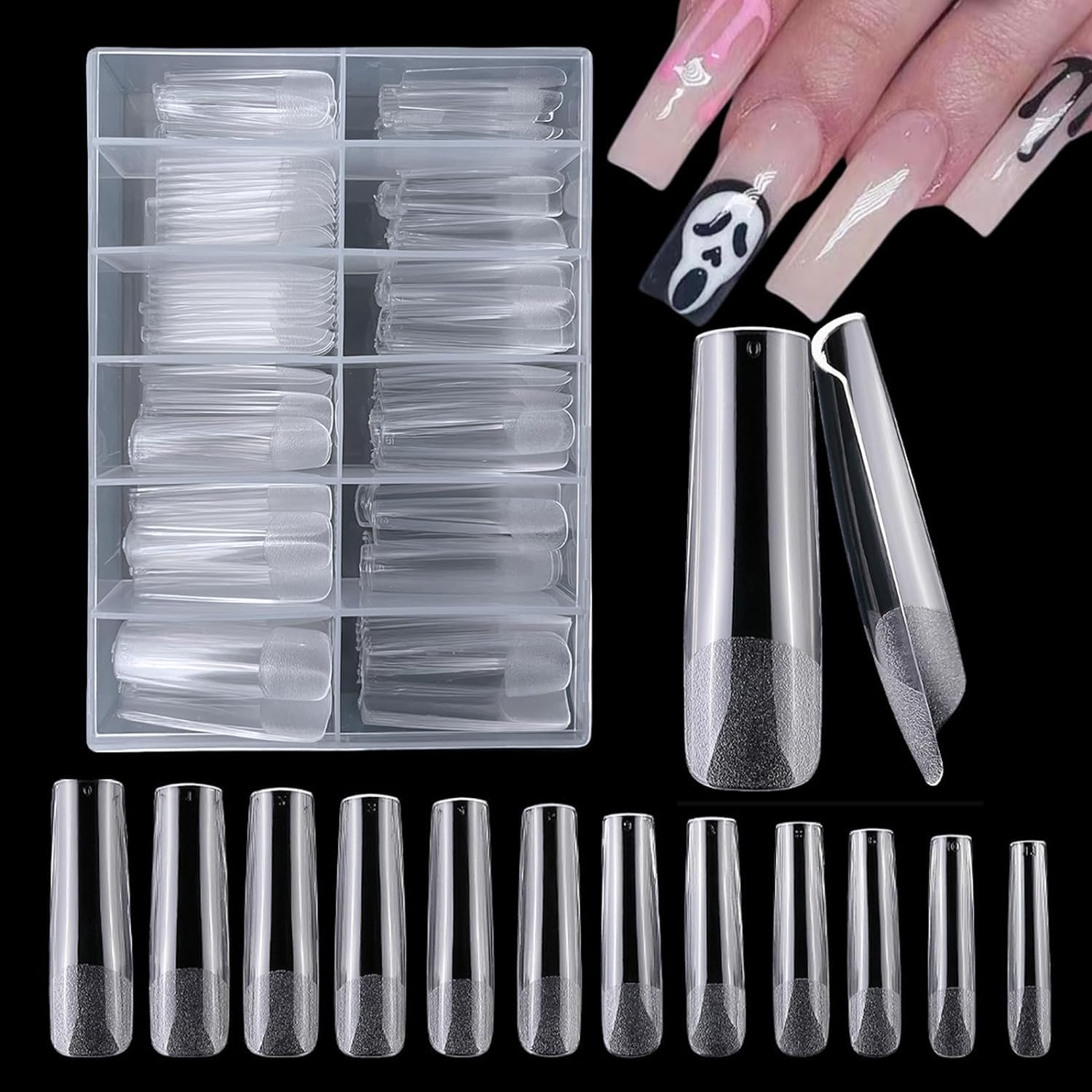 Gel Nail Tips, 240Pcs False Square Straight Nails Tips for Acrylic ...