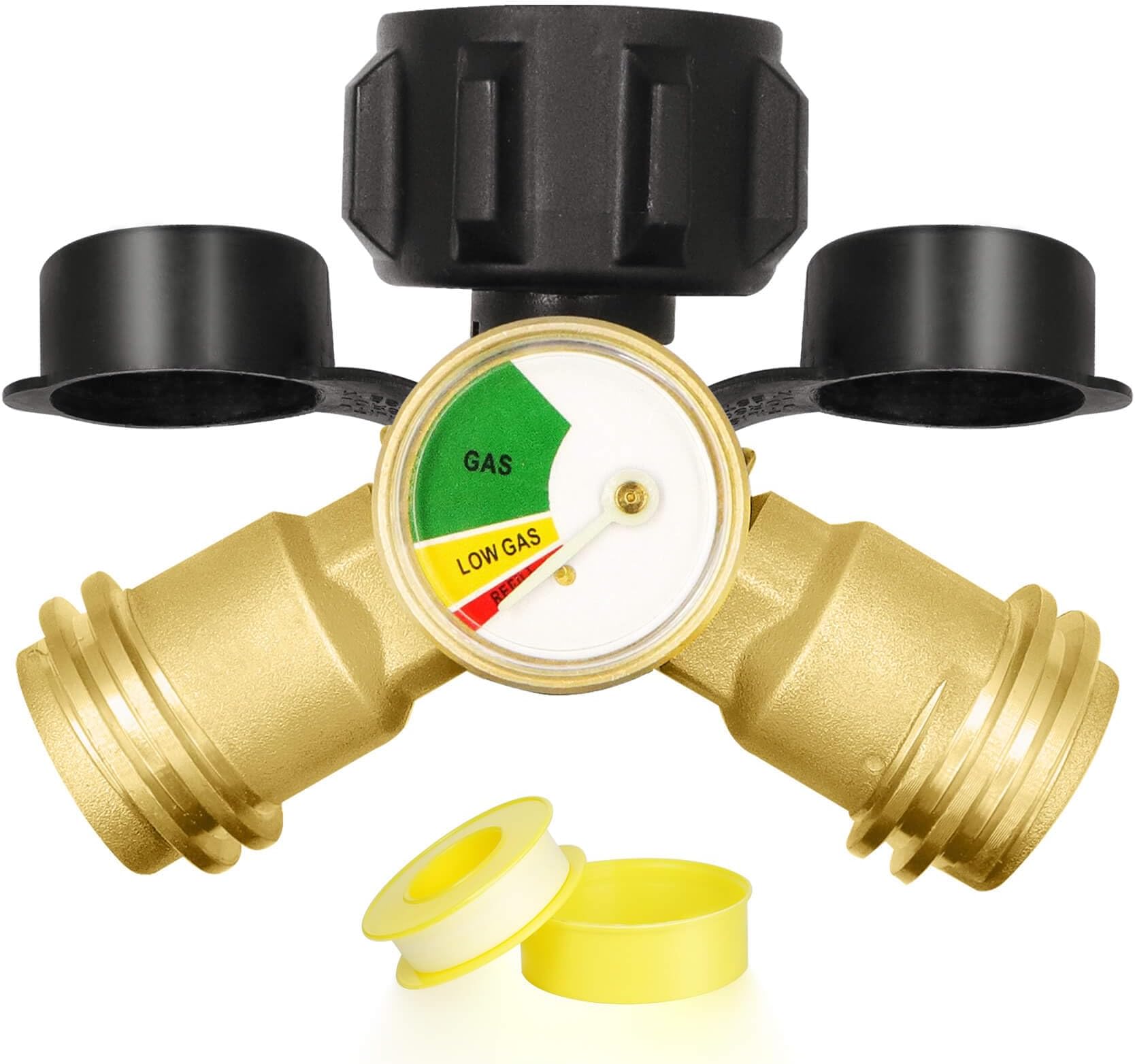 Amazon.com : Aekops 3 Way Propane Splitter QCC/POL with Gauge and Shut ...