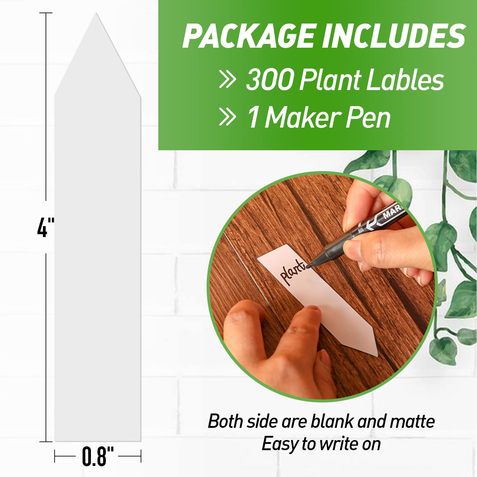 Snapklik.com : 300 Pcs 4 Inch Plastic Plant Labels, White Plant Tags ...