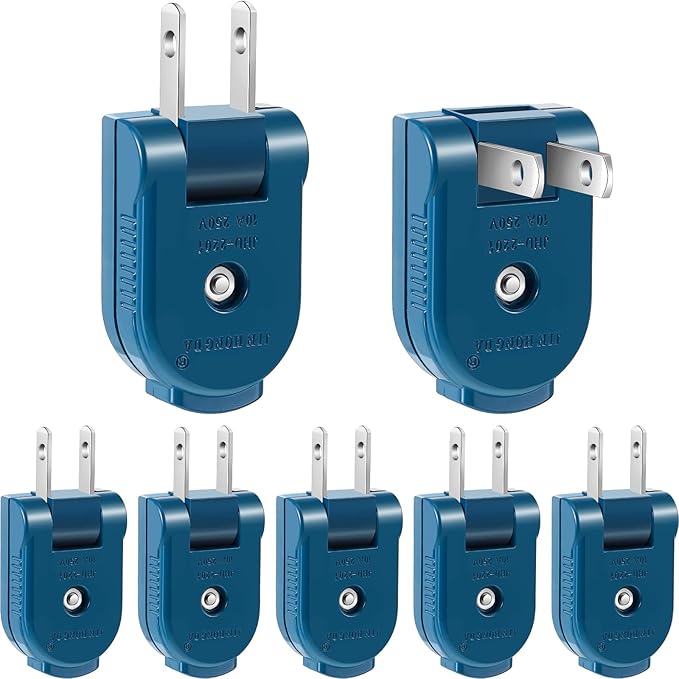 Amazon.com: 7 Piece Replacement Plug Extension Cord Plug 2 Prong, 125V ...