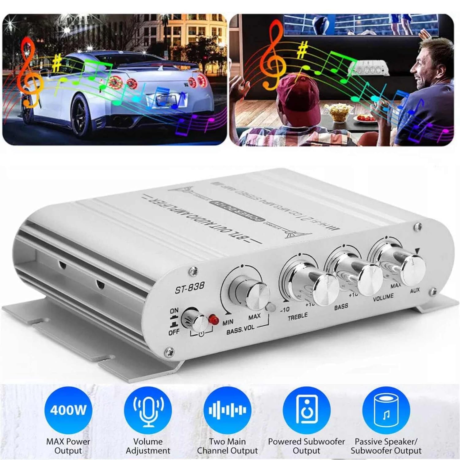 400W ST-838 Power Amplifier 12V 2.1Channel Powerful Philippines | Ubuy