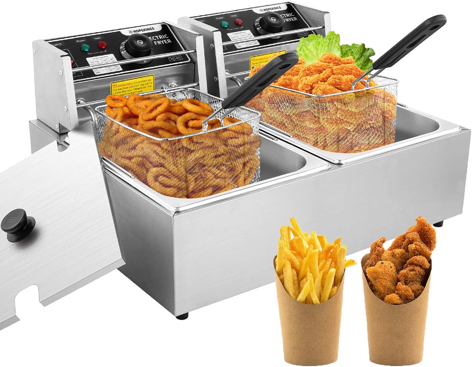 Amazon.com: Hopekings Commercial Deep Fryer, 20.7QT with 2 x 6.35QT ...