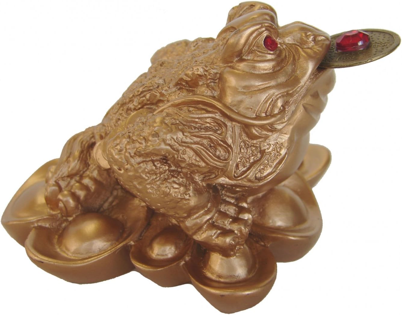 Amazon.com: Feng Shui Golden Lucky Frog Statue 3-Legged Money Toad ...