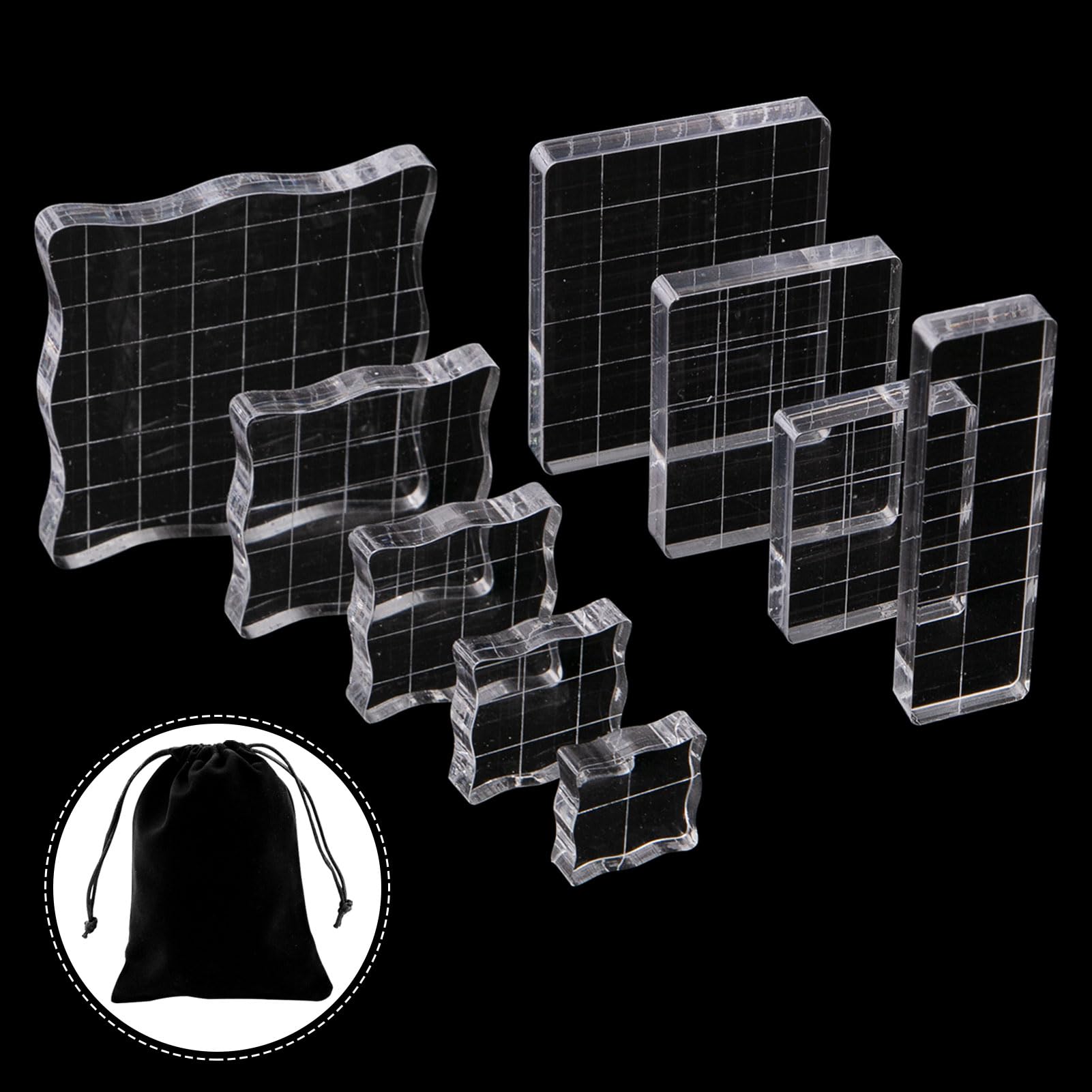 Rebanky 9 Piece Acrylic Stamp Blocks Set Transparent Stamp Blocks Clear ...
