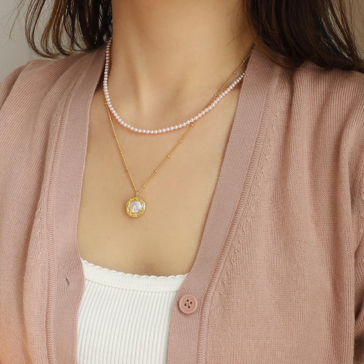 Snapklik.com : Aleasha 6mm Faux Pearl Necklace For Women 18" Round Pale ...