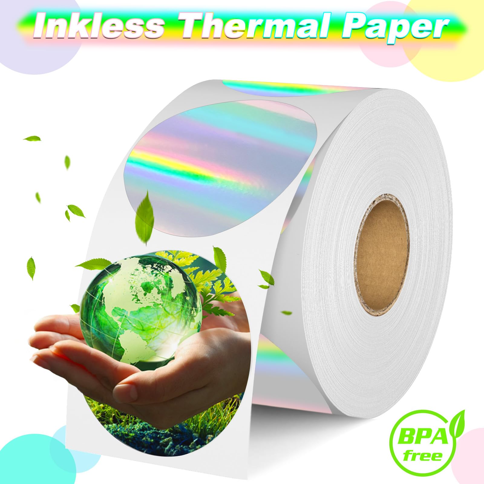 Snapklik.com : Round Holographic Sticker Labels 2 Inch, 400 Thermal ...