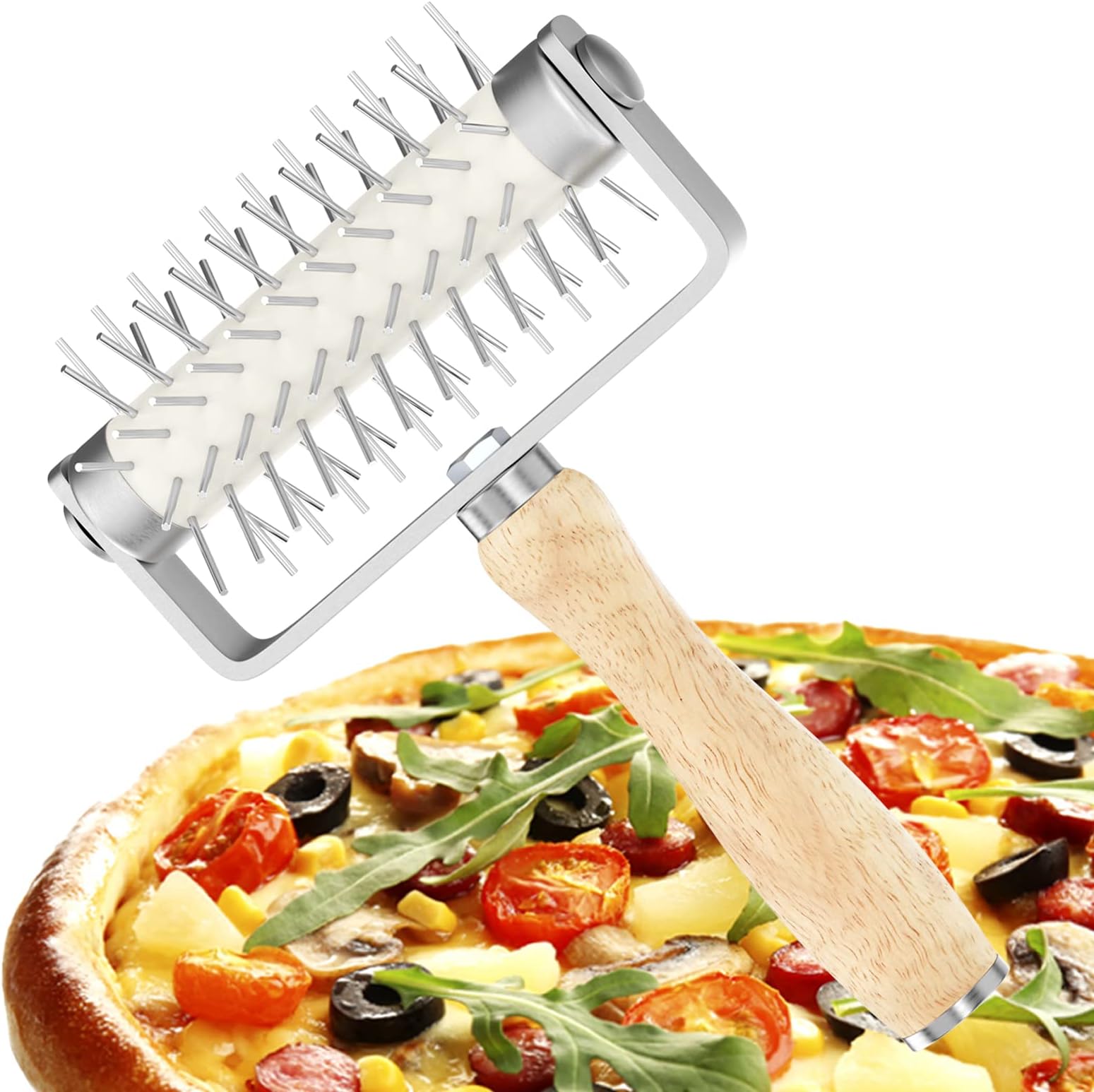 Amazon.com: Pizza Dough Docker and Pastry Roller with Stainless Steel ...