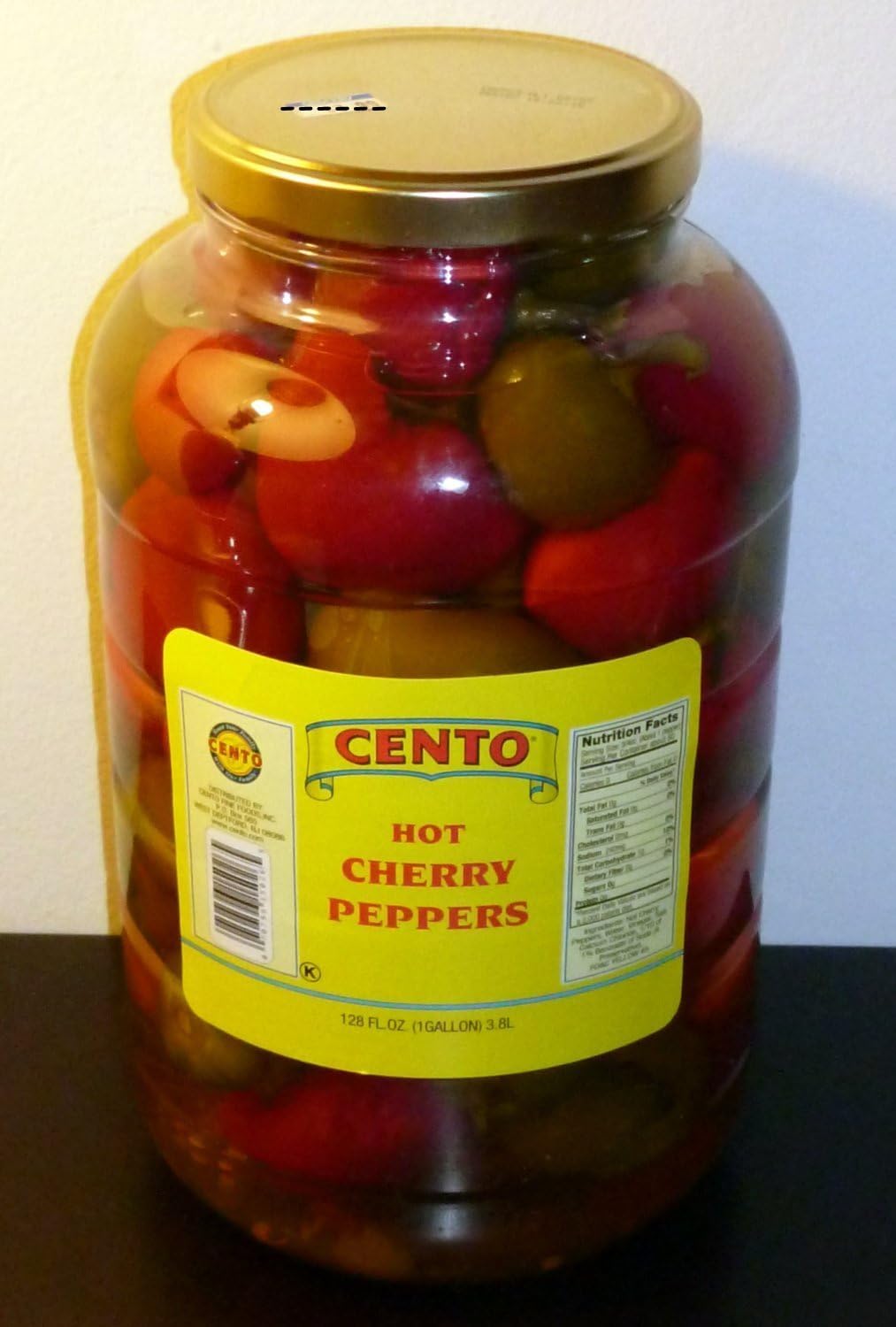 Amazon.com : Cento Premium Whole Hot Cherry Peppers, LARGE 1 Gallon ...