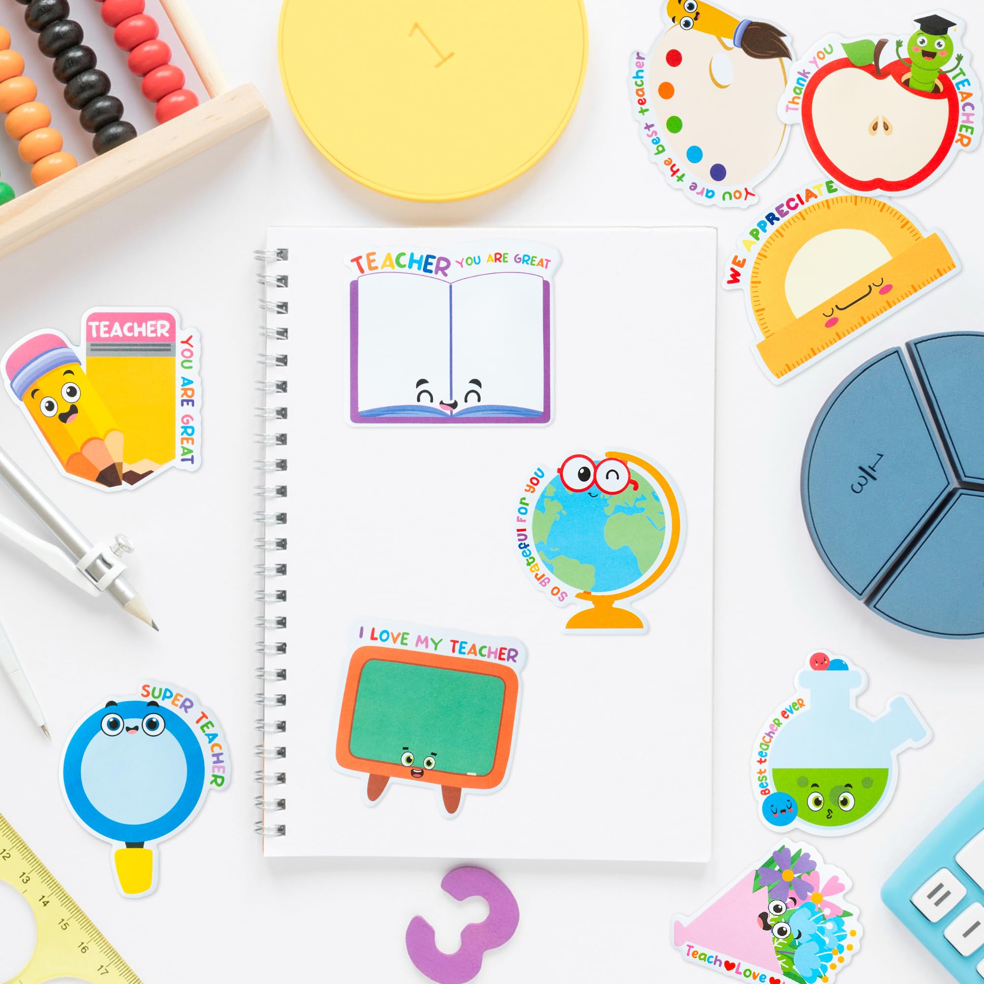 Snapklik.com : 30 Pack Teacher Sticky Notes - Notepads Book Pencil ...