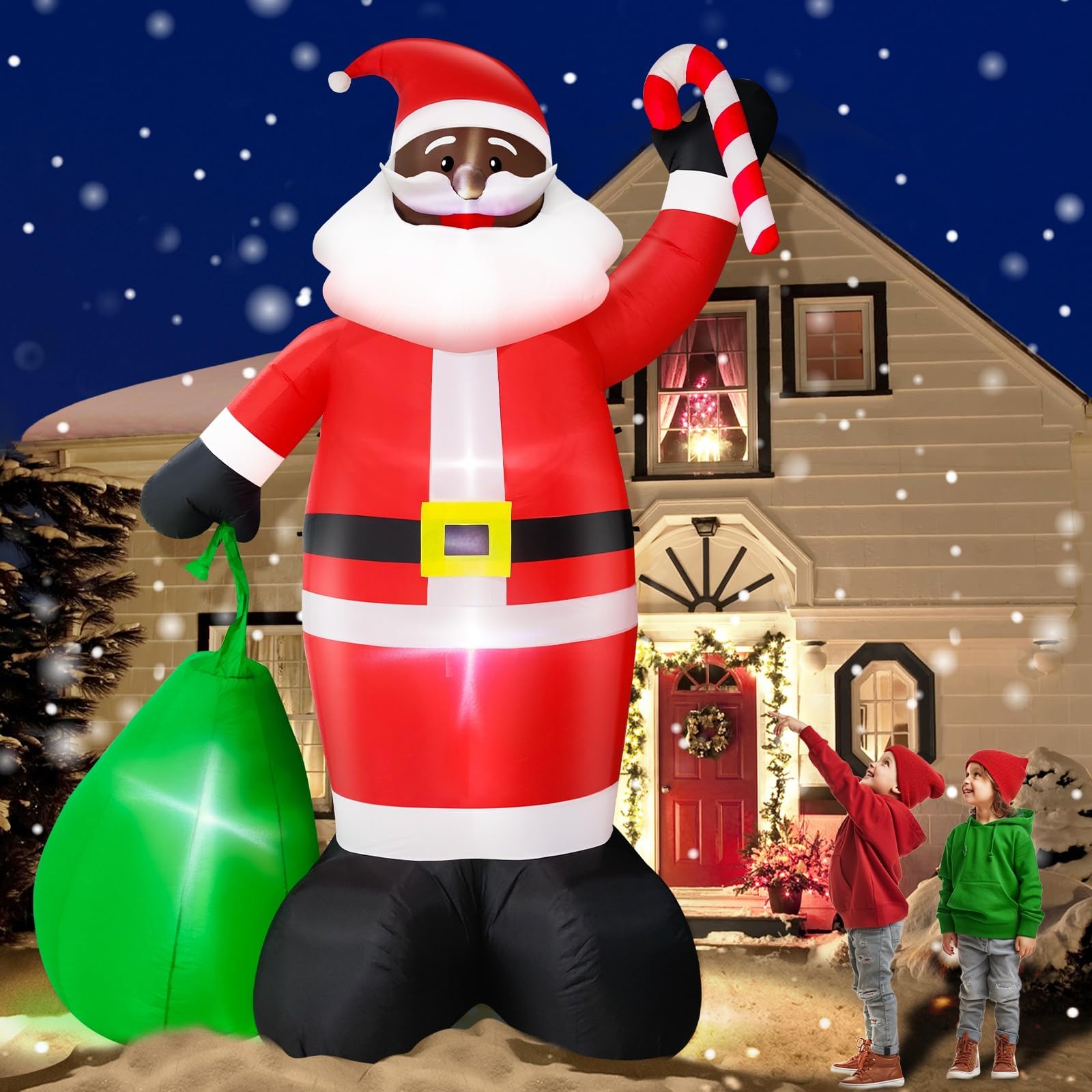 Amazon.com: 12 Ft Giant Christmas Inflatable Black Santa Claus Outdoor ...