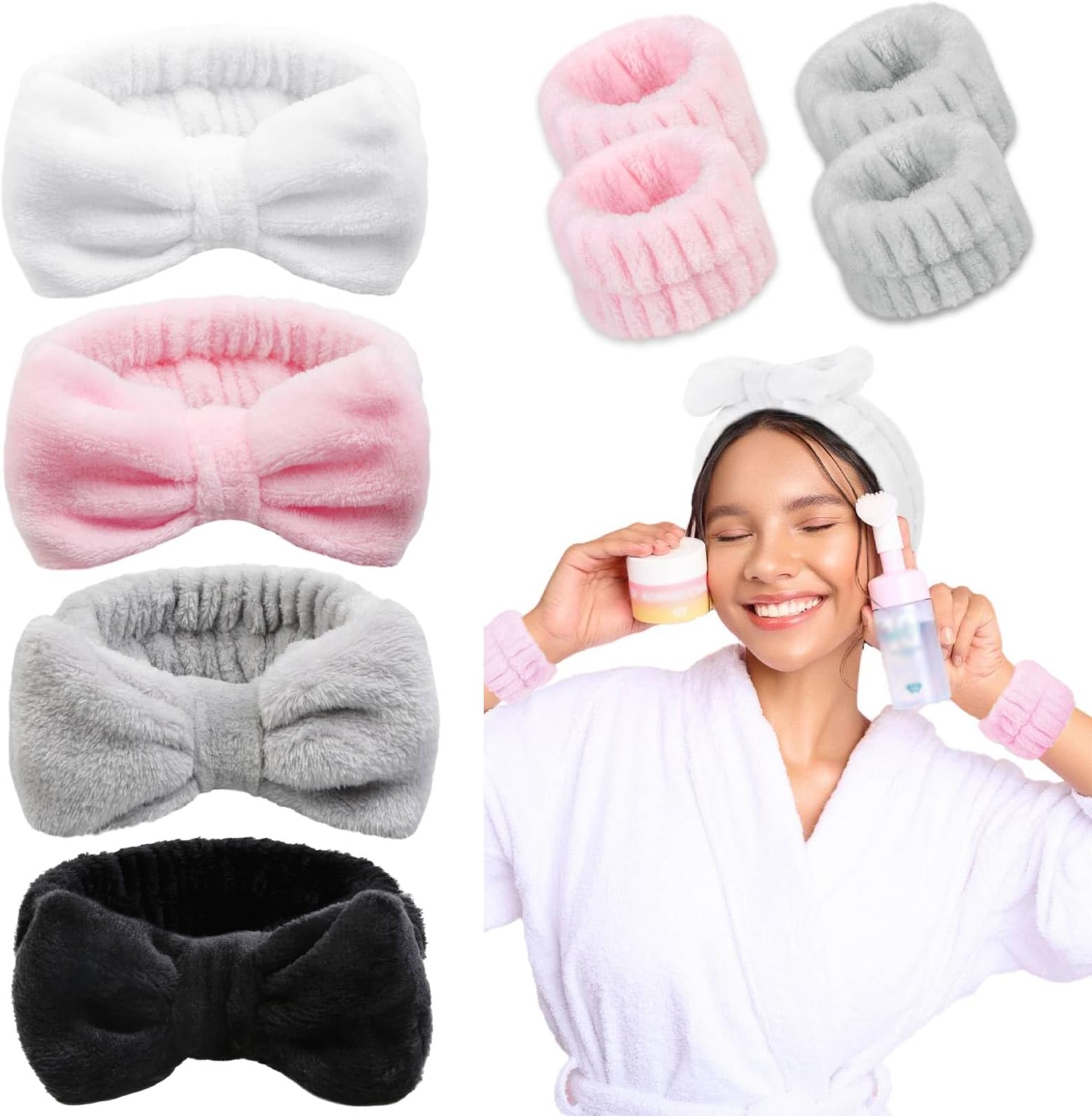 Amazon.com : SLNZAPTY 12 PCS Face Wash Headband Wristband Set for Women ...