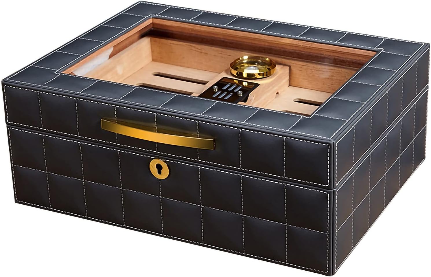 Amazon.com: Premium Glass Top Cigar Humidor Box, Handcrafted Cigar ...