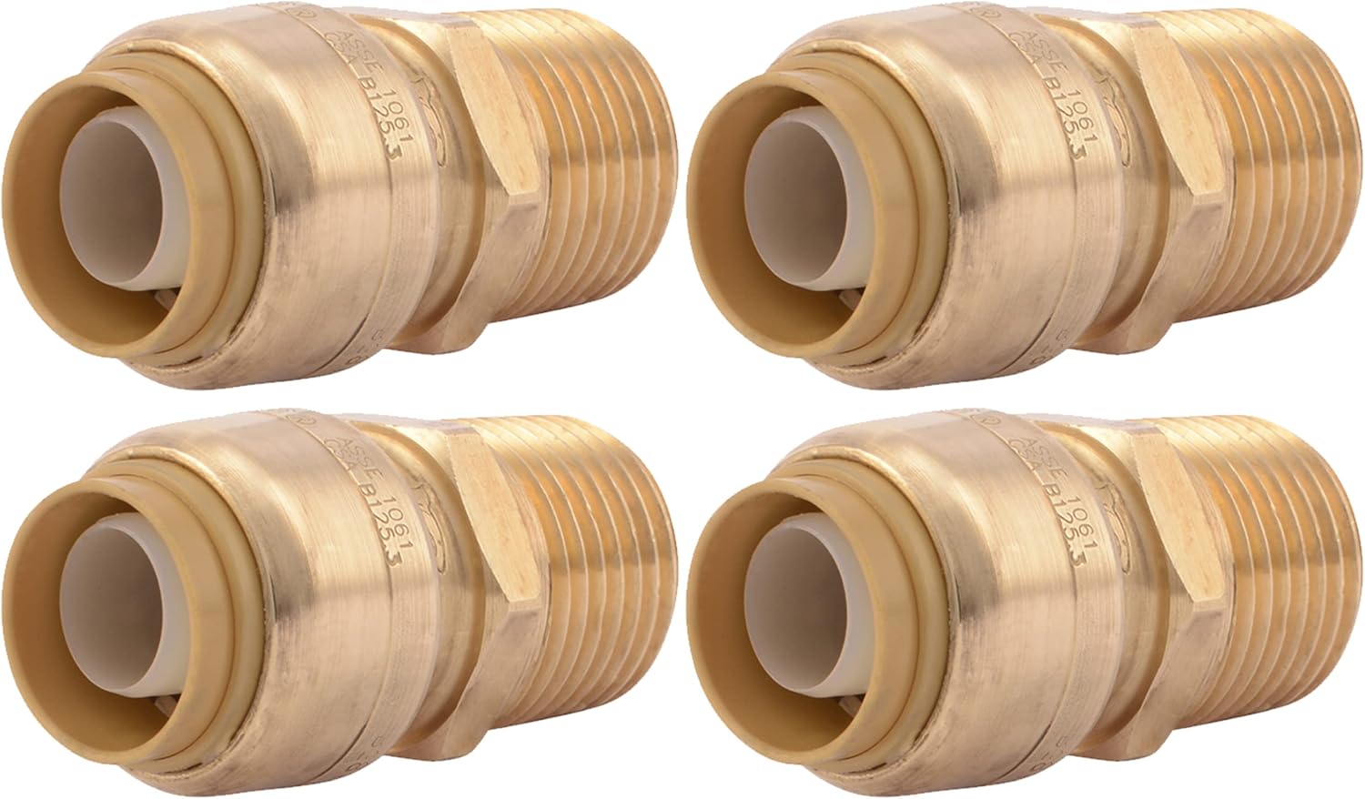 SharkBite 1/2 Inch MNPT Adapter, Pack of 4, Push to Connect Brass ...